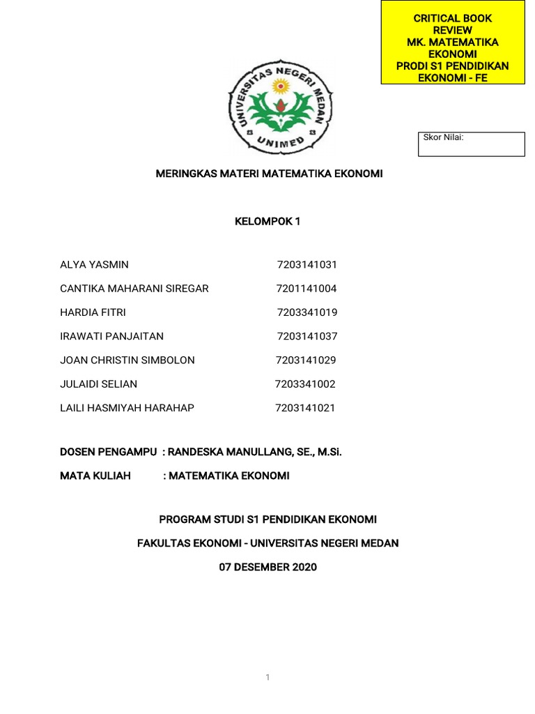 CBR Matematika Ekonomi Kel1-1 | PDF