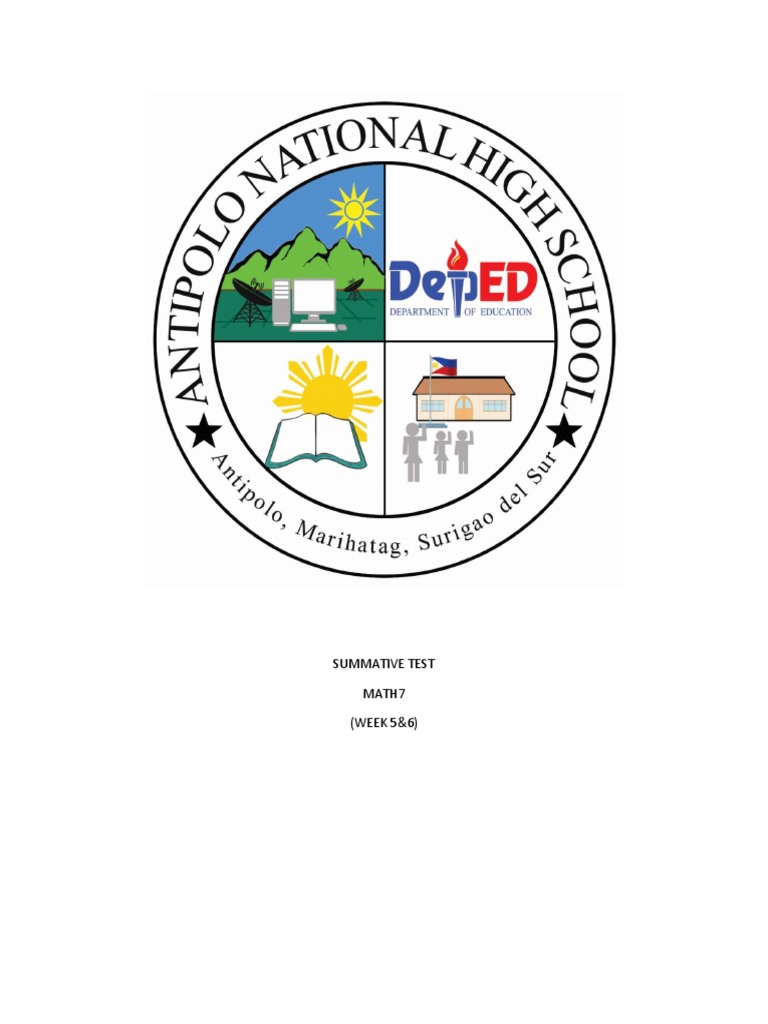 Grade 7 Integers Summative Test | PDF | Integer | Algebra