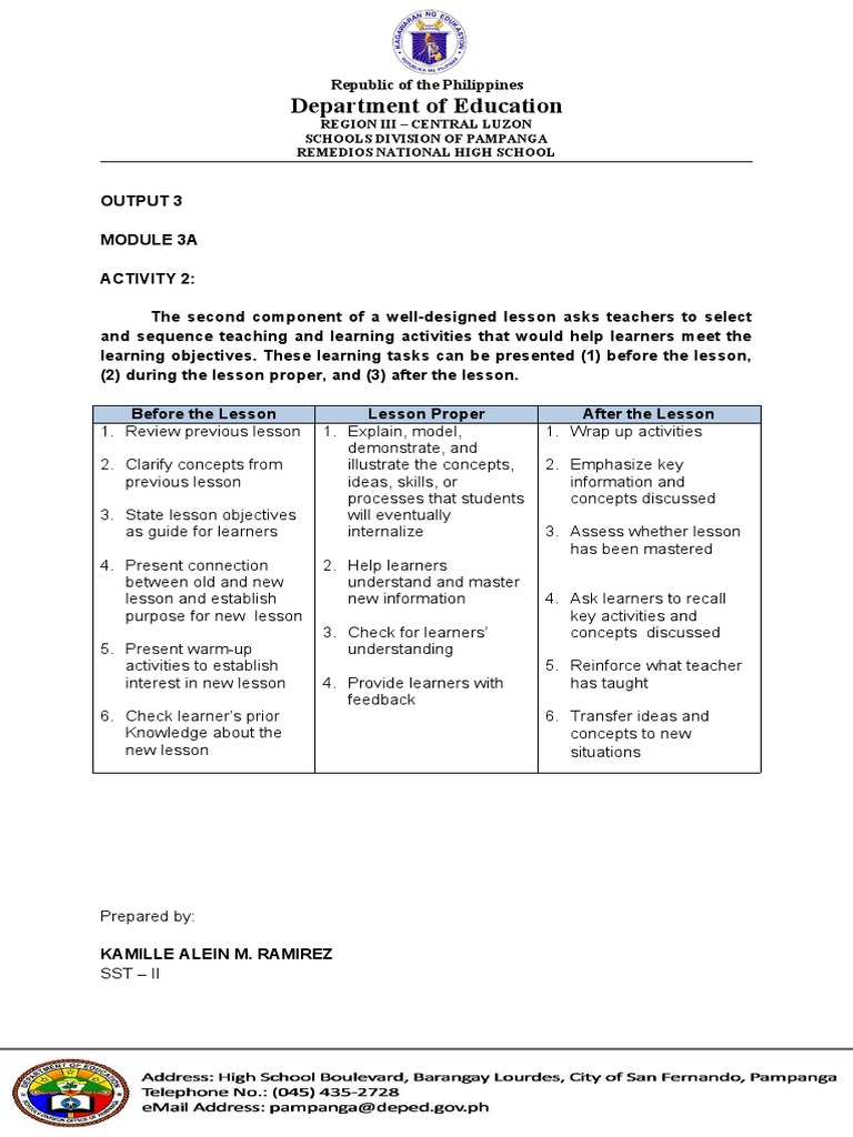 Lesson Planning Activities Guide | PDF