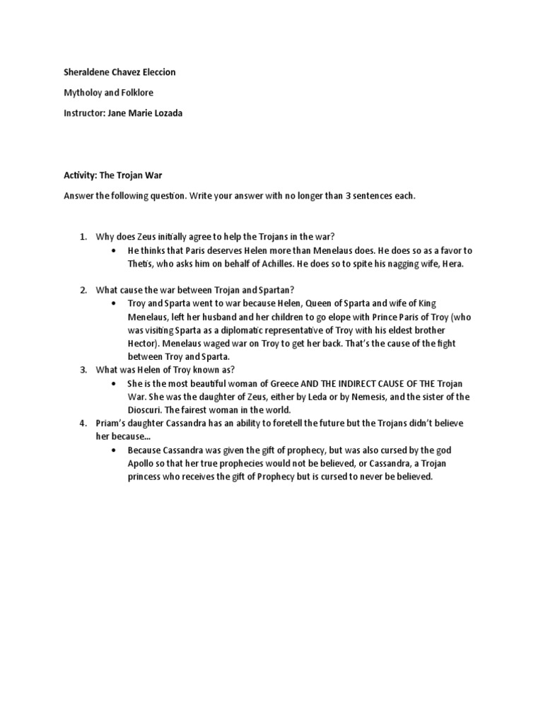 Activity - Trojan War | PDF