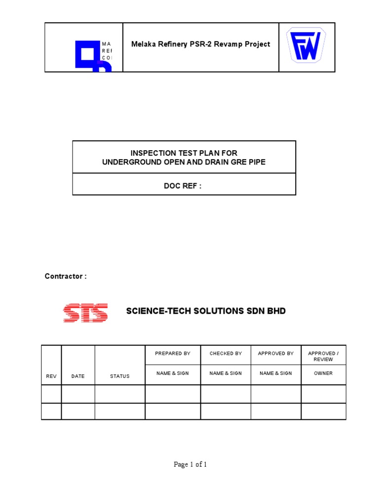Inspection Test Plan For | PDF