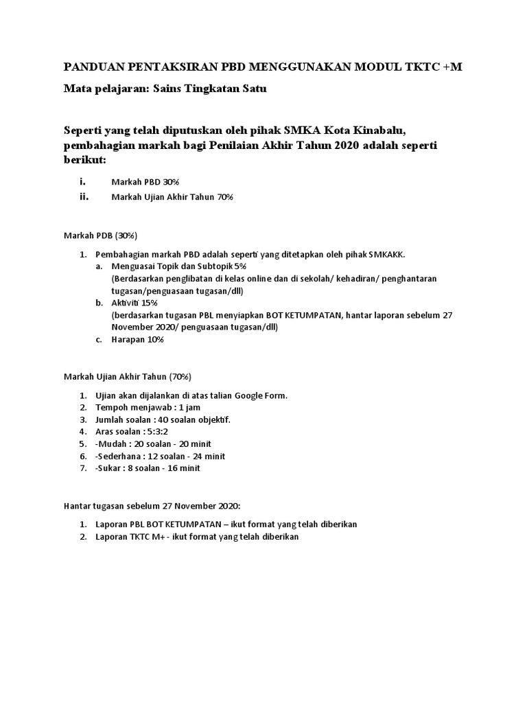 PANDUAN Practice PBD MENGGUNAKAN MODUL TKTC | PDF