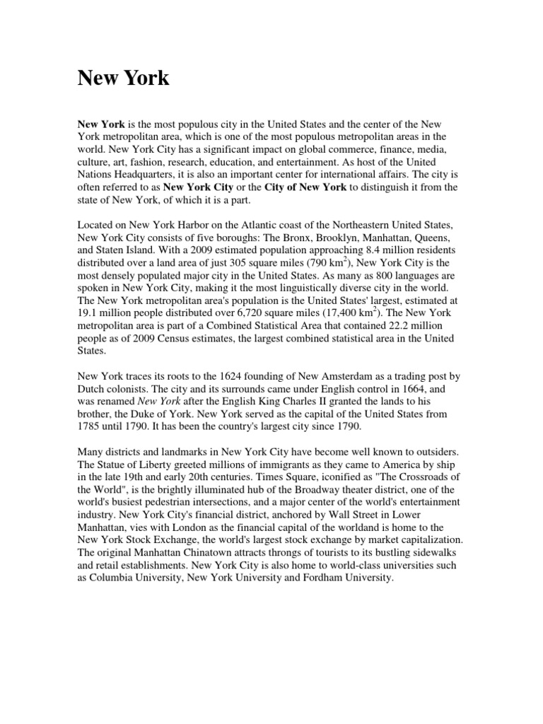 New York | PDF | New York City | New York Metropolitan Area