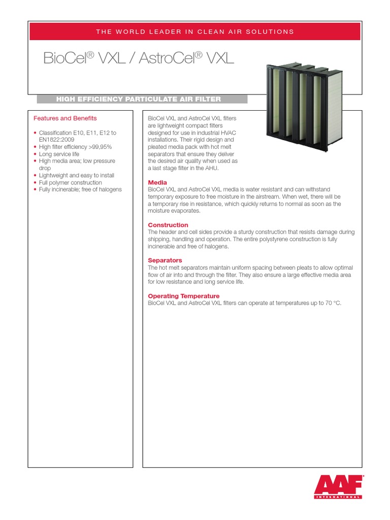 AAF Leaflet BioCel VXL AstroCel VXL | PDF | Building Technology ...