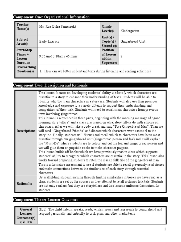 Gingerbread Unit: Identifying Main Characters | PDF | Storytelling ...