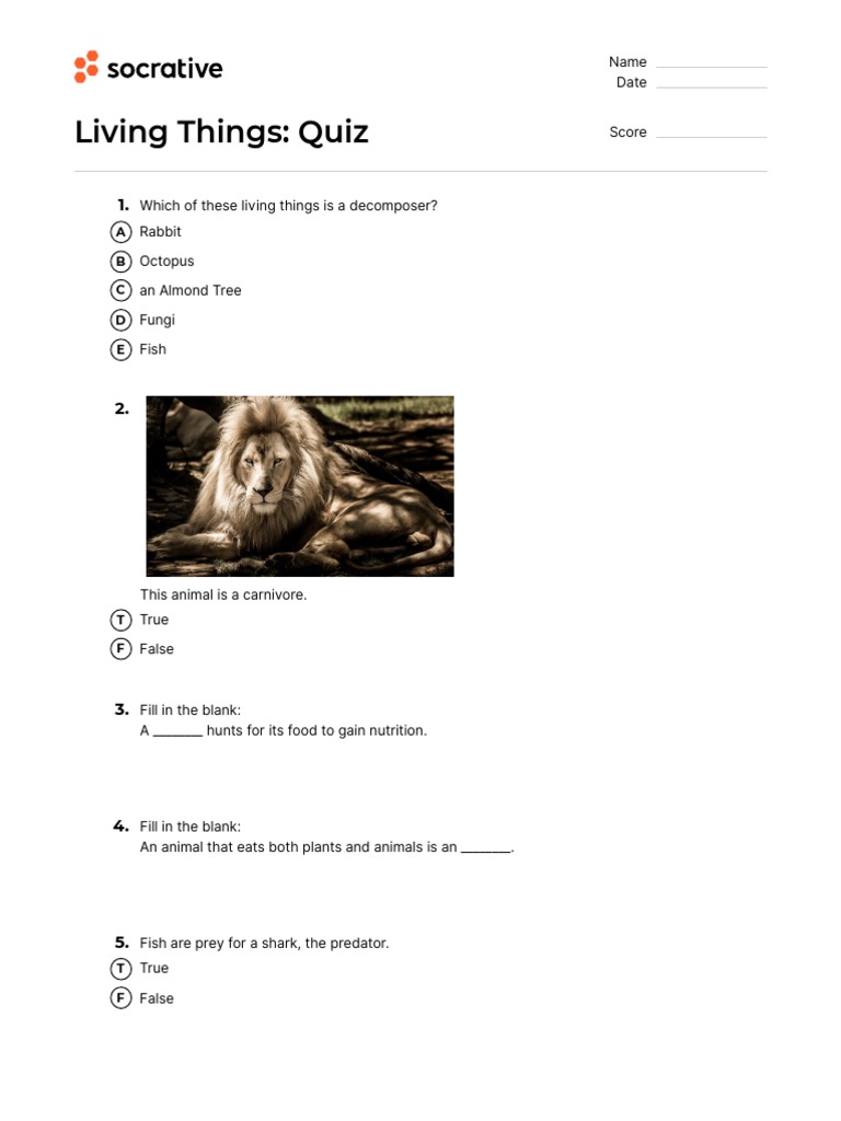 Quiz Living Things Quiz | PDF