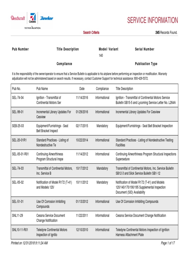 Service Information: Model/Variant Title Description Pub Number ...