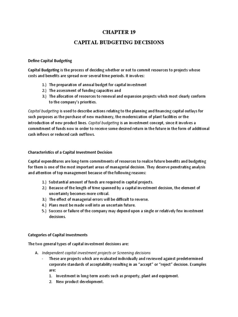 Capital Budgeting Decisions Guide | PDF | Capital Budgeting | Resource