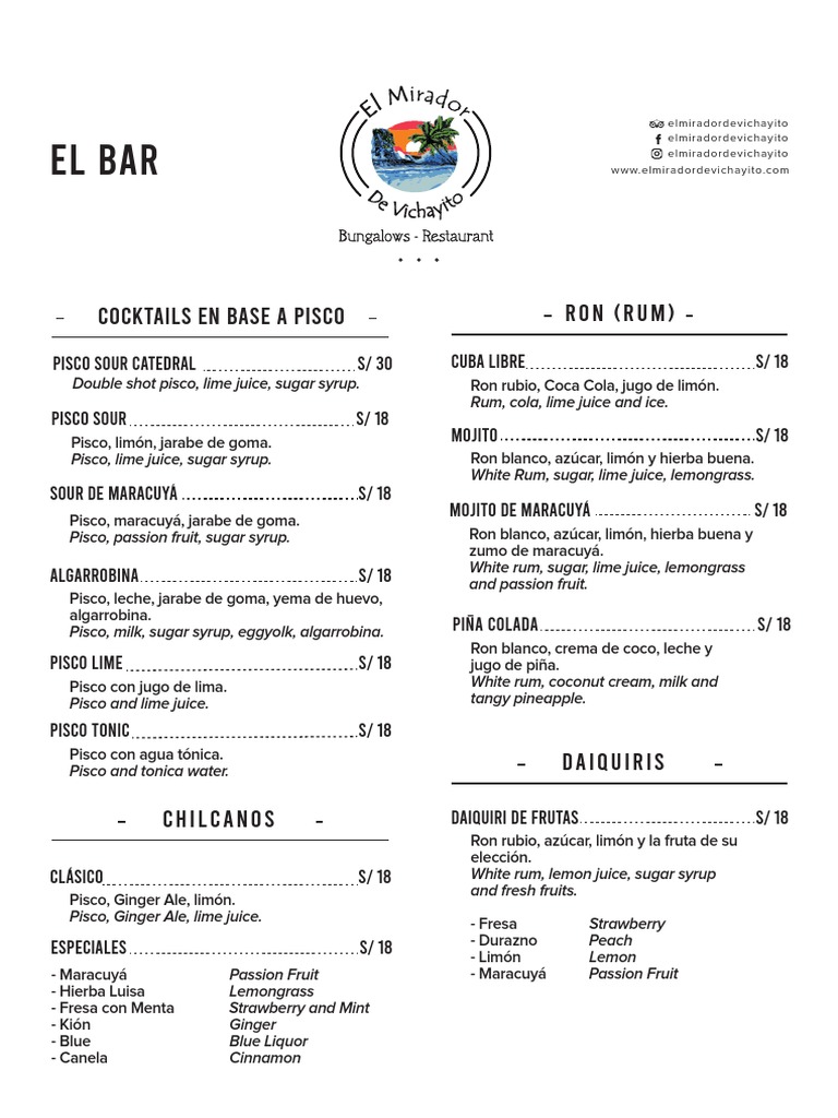 Carta Bar 2020-1 | PDF | Ginebra | Bebidas Mixtas