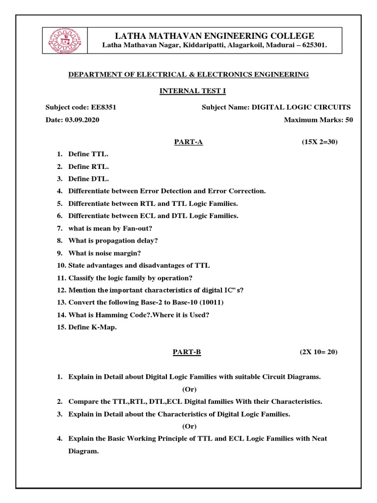 Digital Logic Circuits Test | PDF