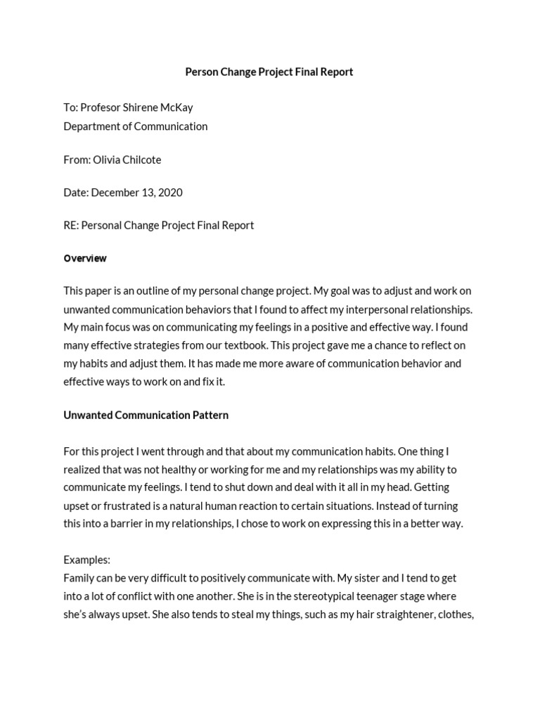 Person Change Project Final 1 | PDF | Feeling | Anger