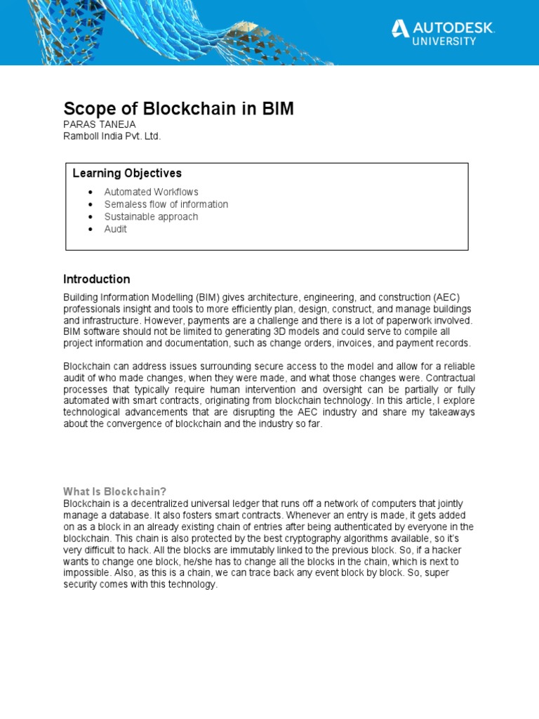 Scope of Blockchain in BIM | PDF