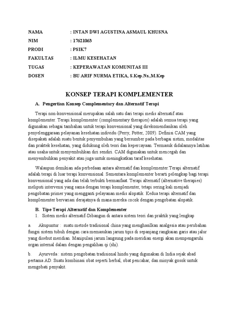 Konsep Terapi Komplementer | PDF