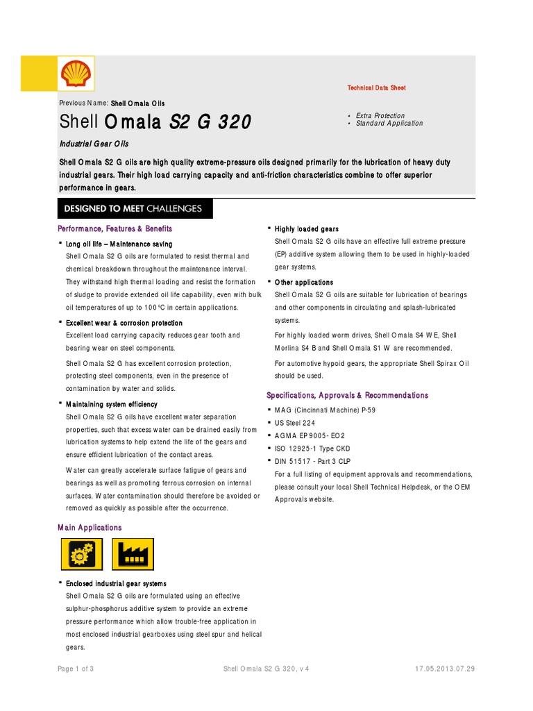 Shell Omala S2 G 320: Performance, Features & Benefits | PDF | Gear ...