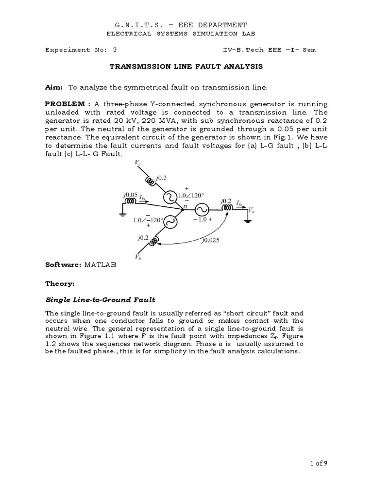 Transmission Line Fault Analysis - To - STD | PDF | Electrical ...