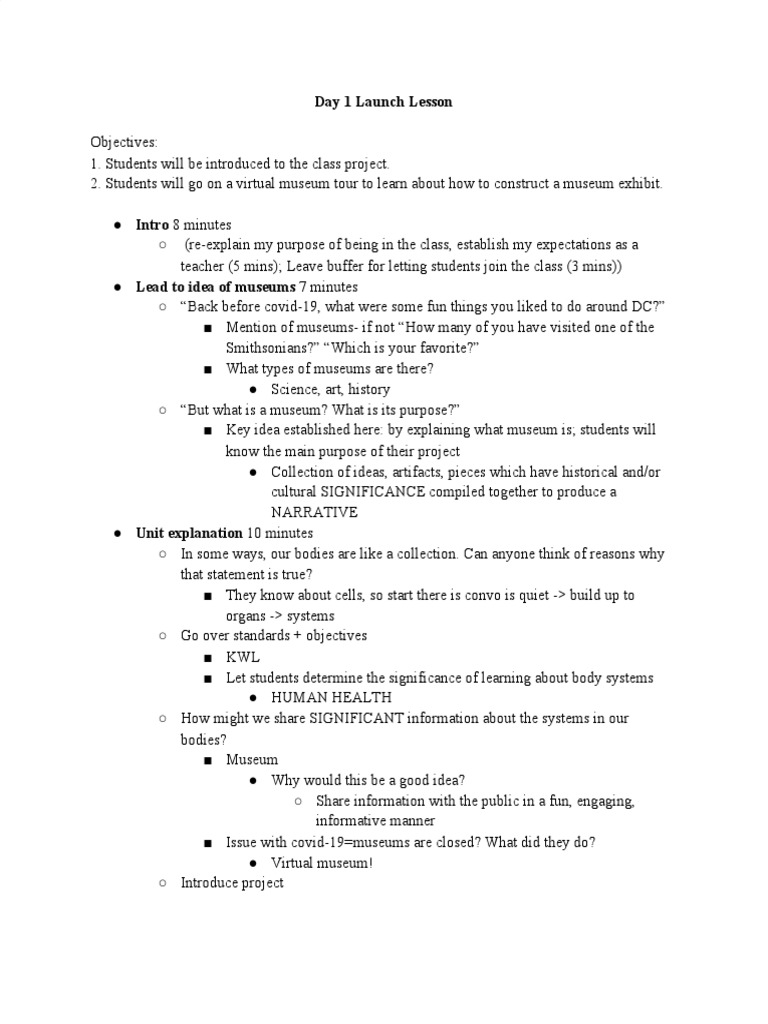 PBL Lesson Plans | PDF | Museum | Lesson Plan