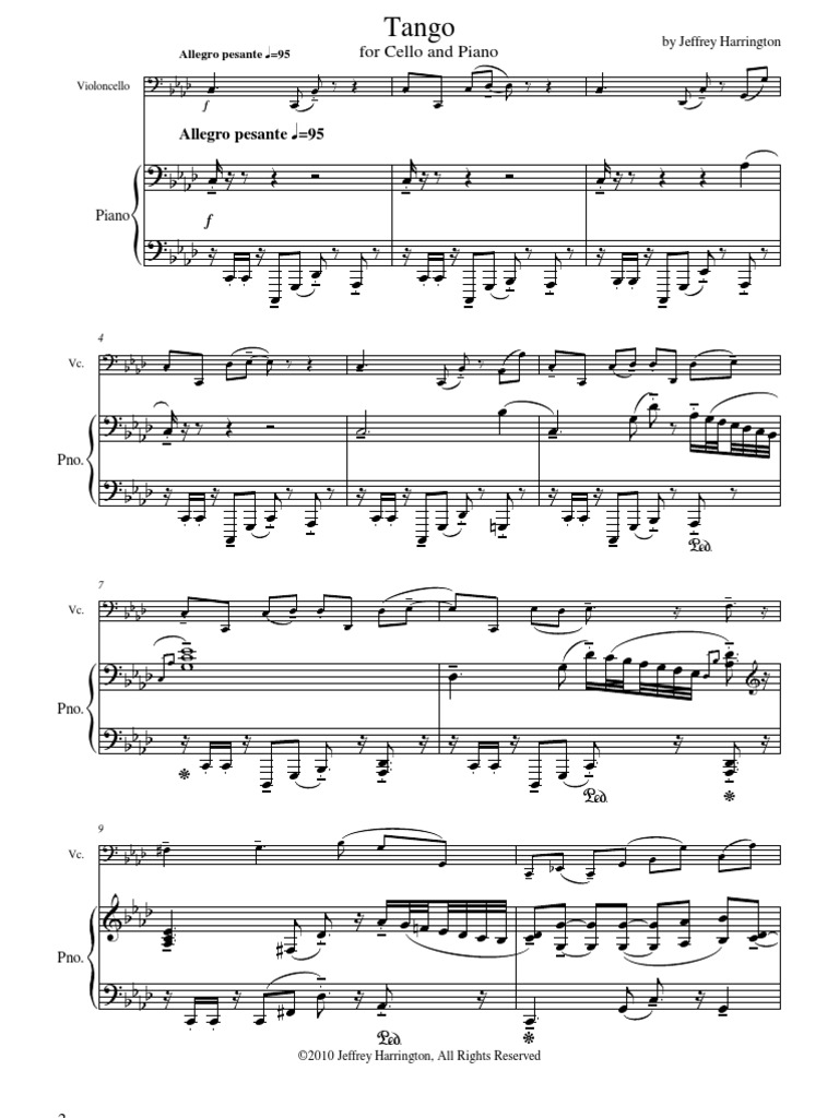 Tango For Cello and Piano Score | PDF | Techniques de musique ...