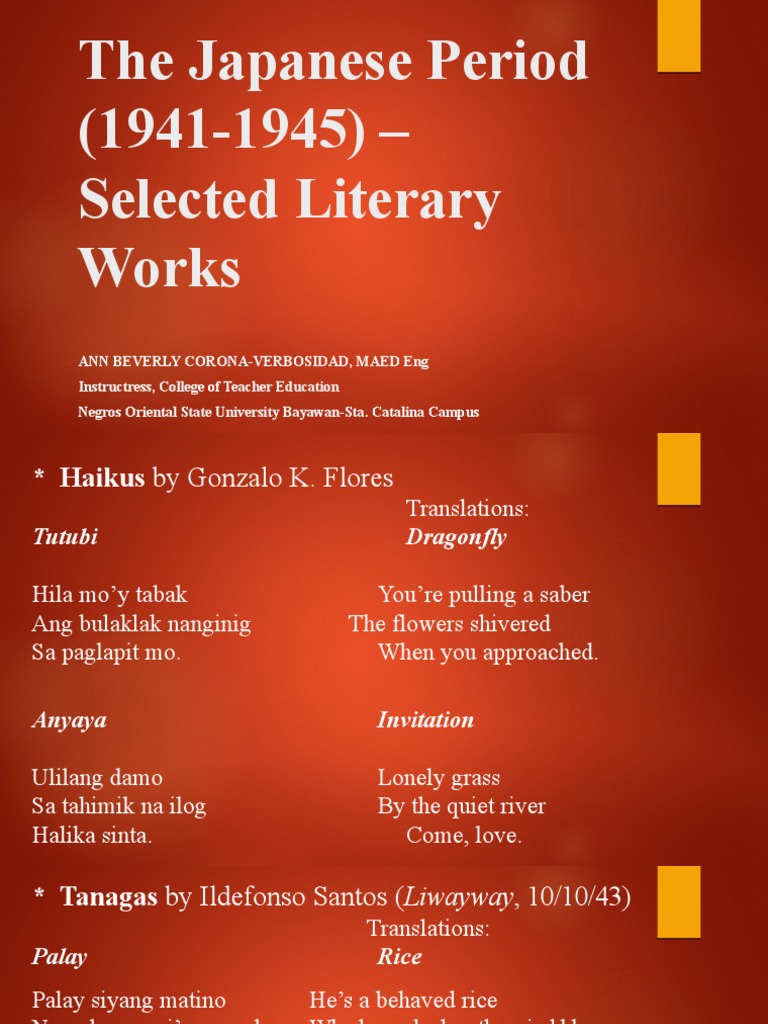 Japanese Period Literary Works (1941-1945) | PDF