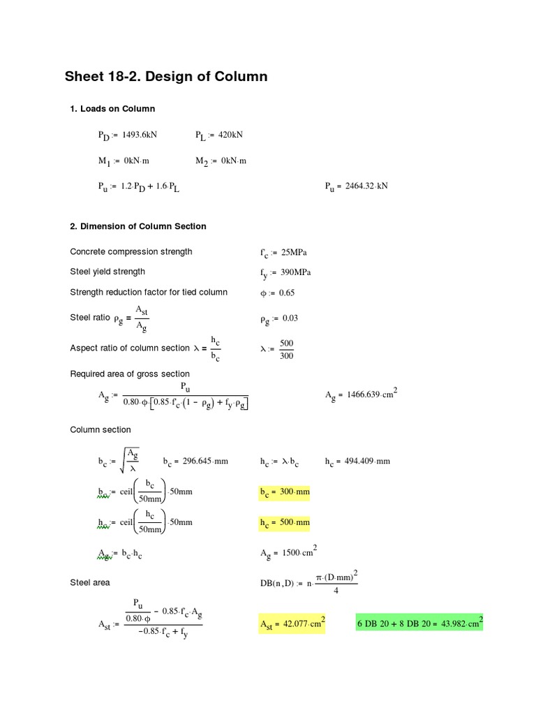 Mathcad - 18-2-Design of Column | PDF | Column | Solid Mechanics