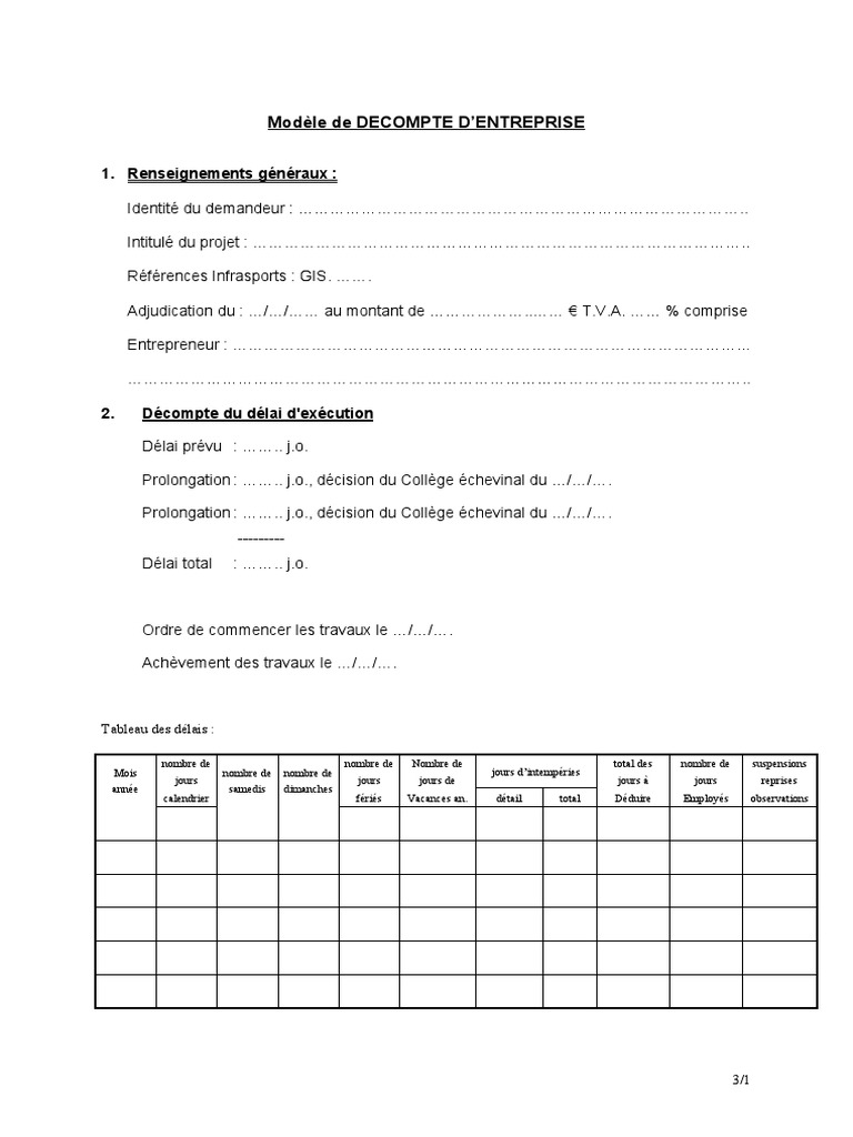 Annexe 3 Modele Decompte Final | PDF | Business