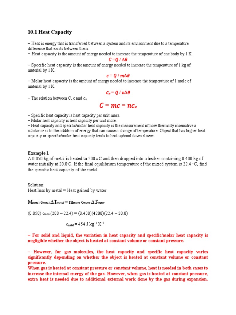 10.1 Heat Capacities | PDF
