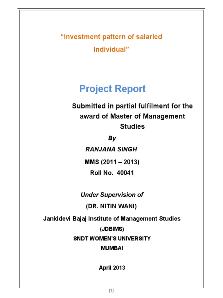 Investment Pattern Of Salaried Individual Pdf Saving Investing