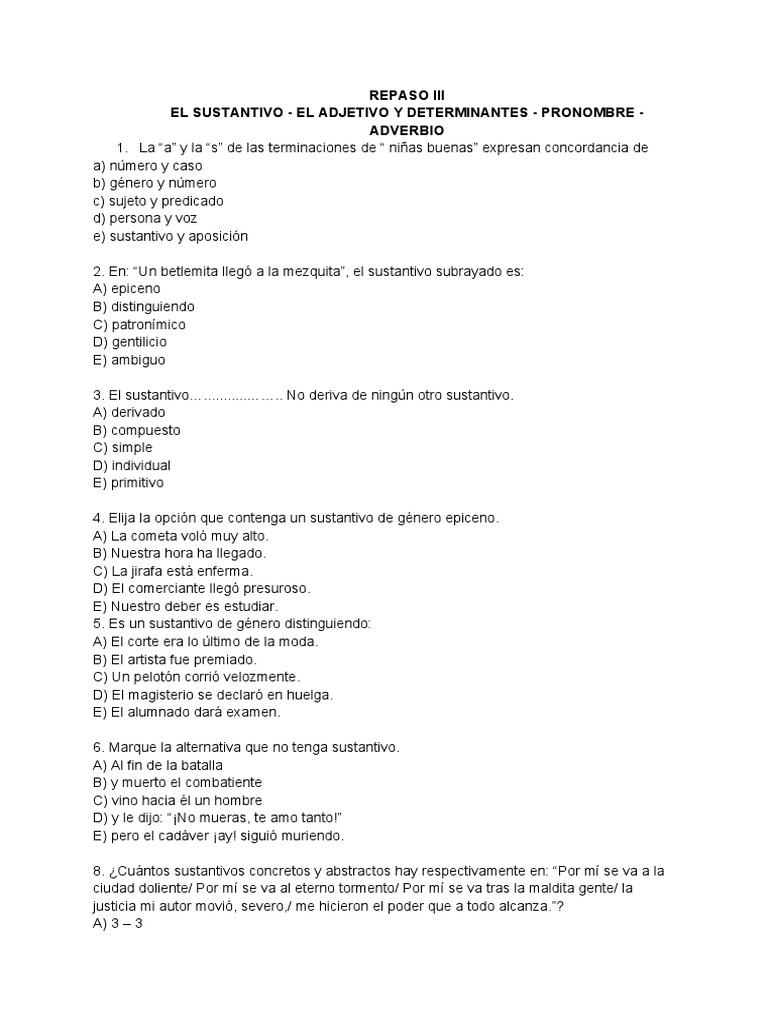 Repaso Iii | PDF | Adjetivo | Adverbio