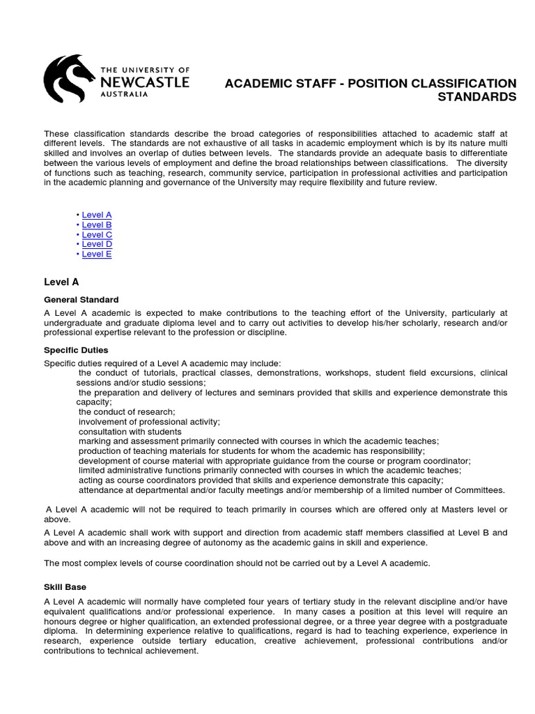 Academic Staff Classification Standards | PDF | Postgraduate Education ...