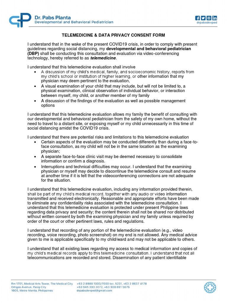 Teleconsultation Informed Consent (English) | PDF | Medical Record ...