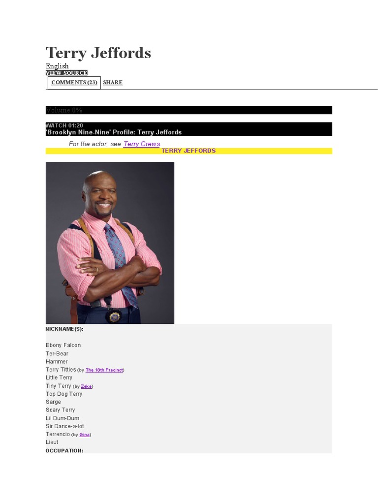 Terry Jeffords: English | PDF | Television Series | Television Episodes