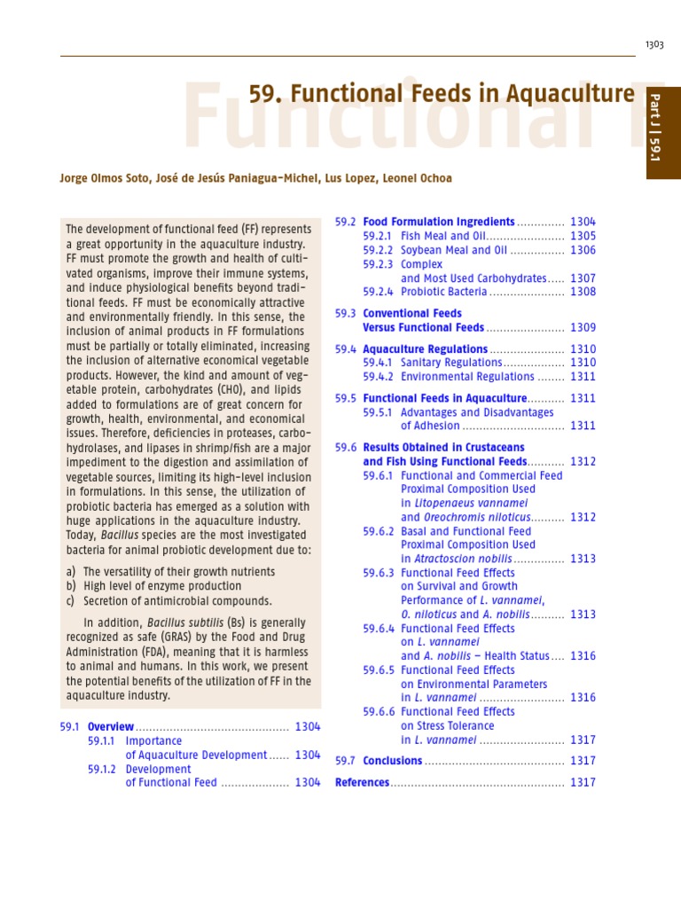 LECTURE 10-Functional Feeds in Aquaculture | PDF | Bacillus | Aquaculture
