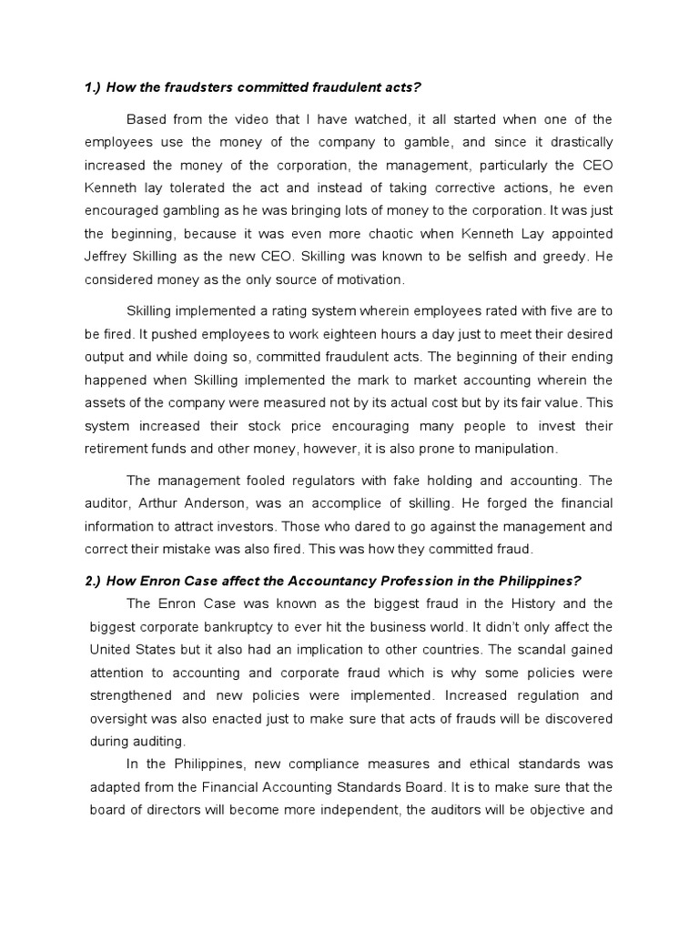 1.) How The Fraudsters Committed Fraudulent Acts? | PDF | Corporate ...