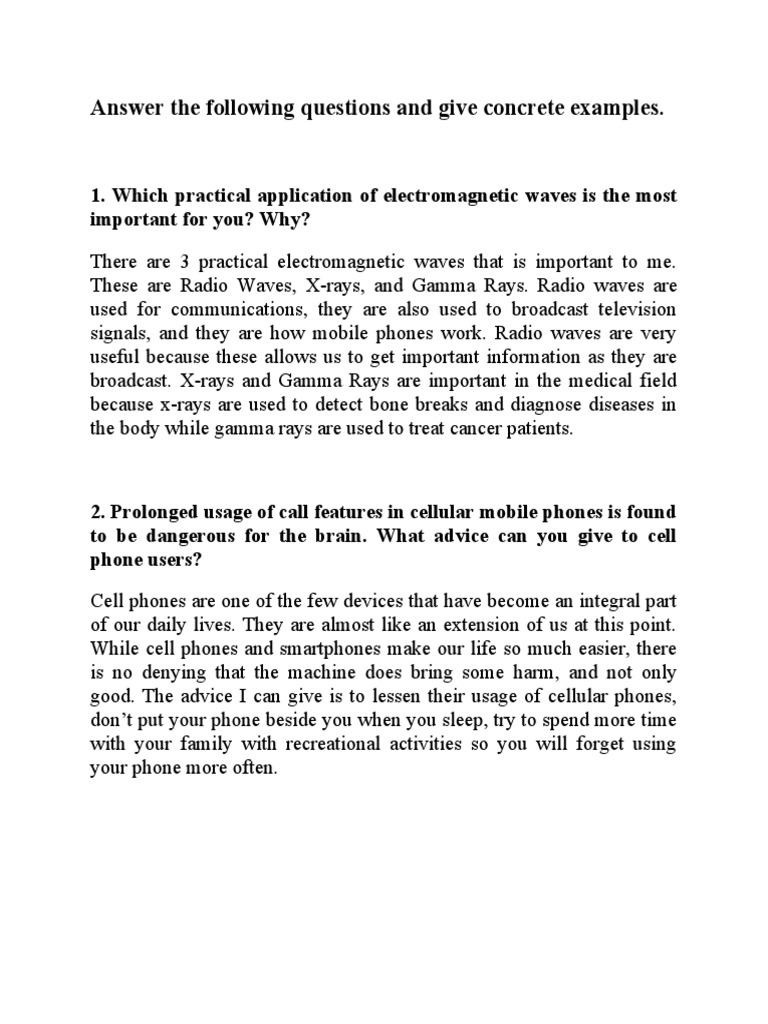 Answer The Following Questions and Give Concrete Examples | PDF