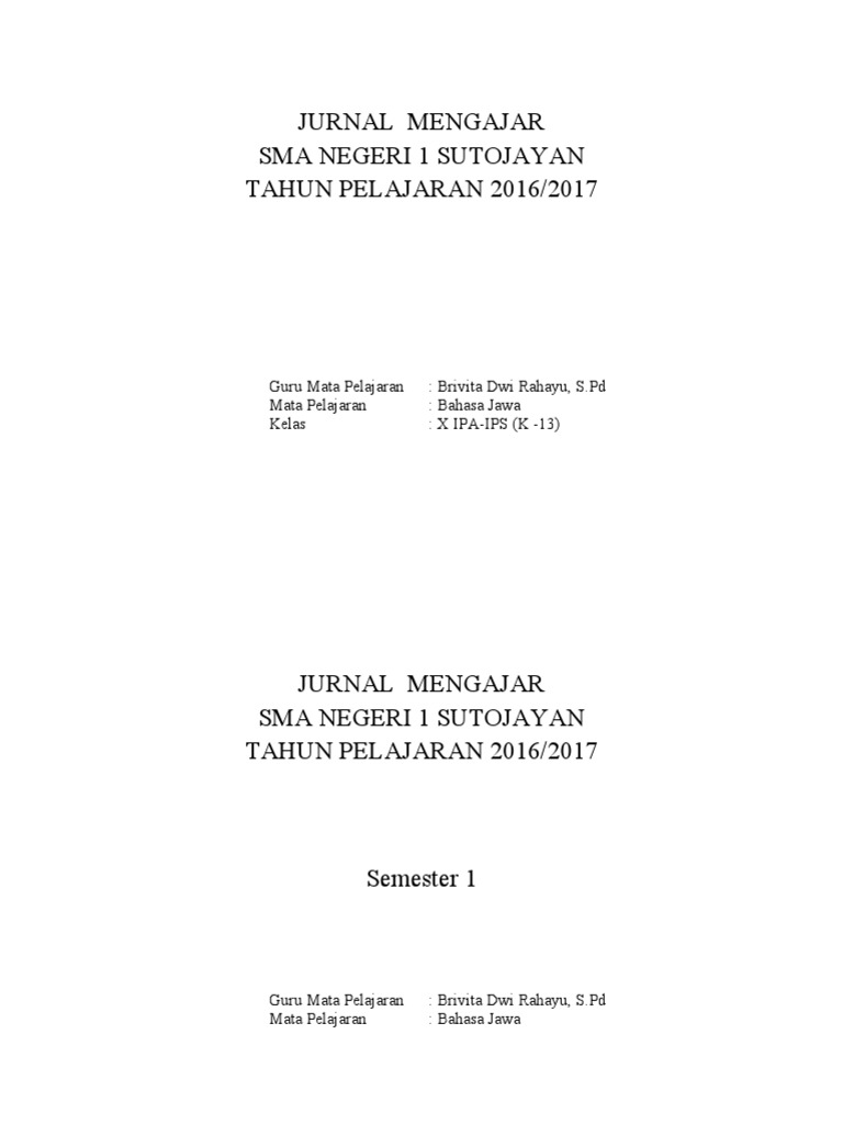 Cover Jurnal Mengajar | PDF