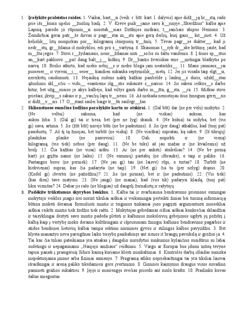 Irasykite Praleistas Raides | PDF