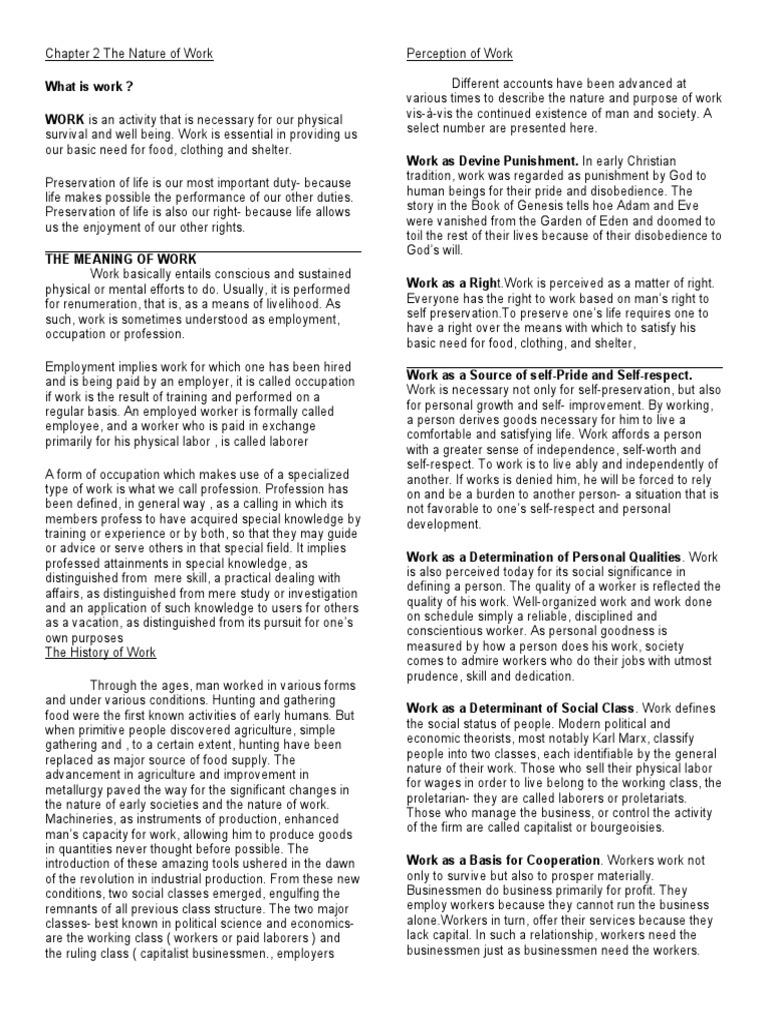 Chapter 2 The Nature of Work | PDF | Capitalism | Economies