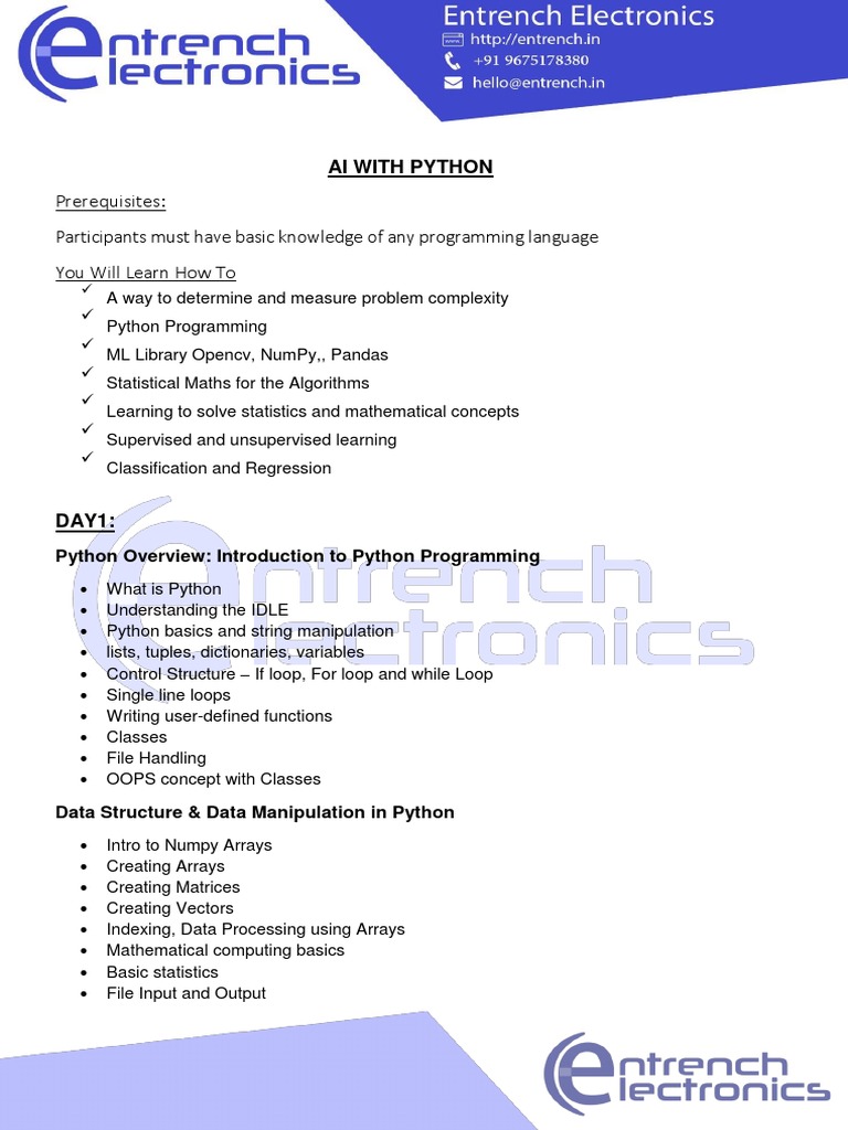 Artificial Intelligence (1 Day) | PDF | Regression Analysis | Linear ...