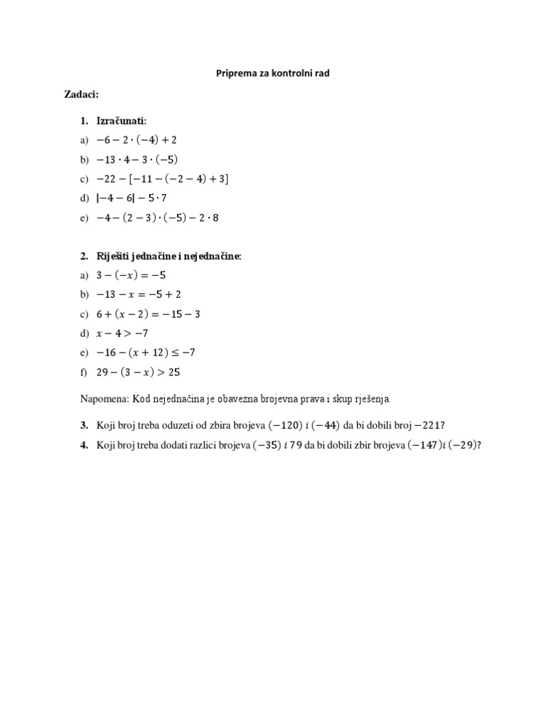Priprema Za Kontrolni Rad PDF | PDF