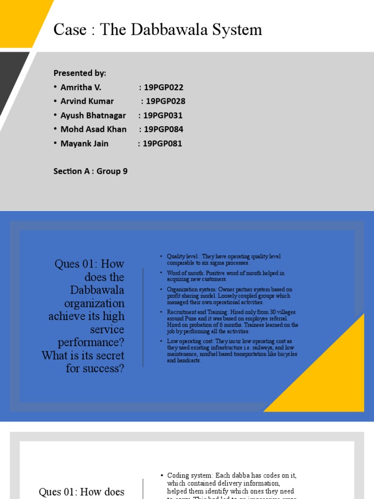 Case: The Dabbawala System: Presented by | PDF | Incentive | Employment