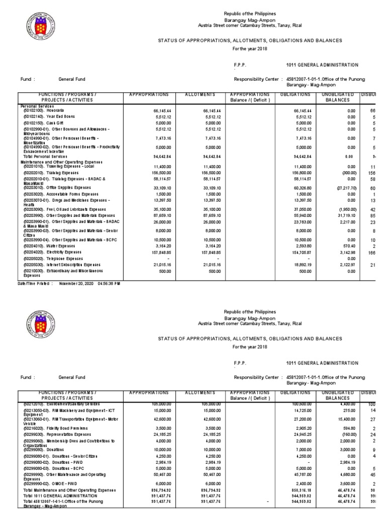 SAAOB Barangay | PDF | Fund Accounting | Economies