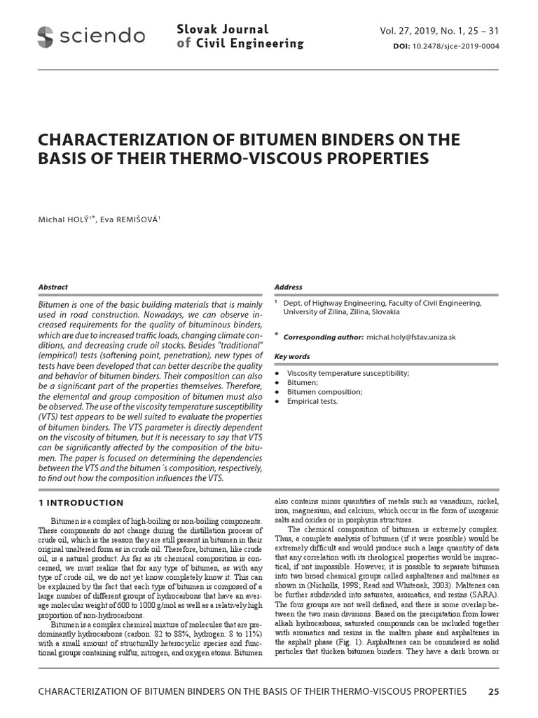 Characterization of Bitumen Binders On The Basis o PDF | PDF | Asphalt ...