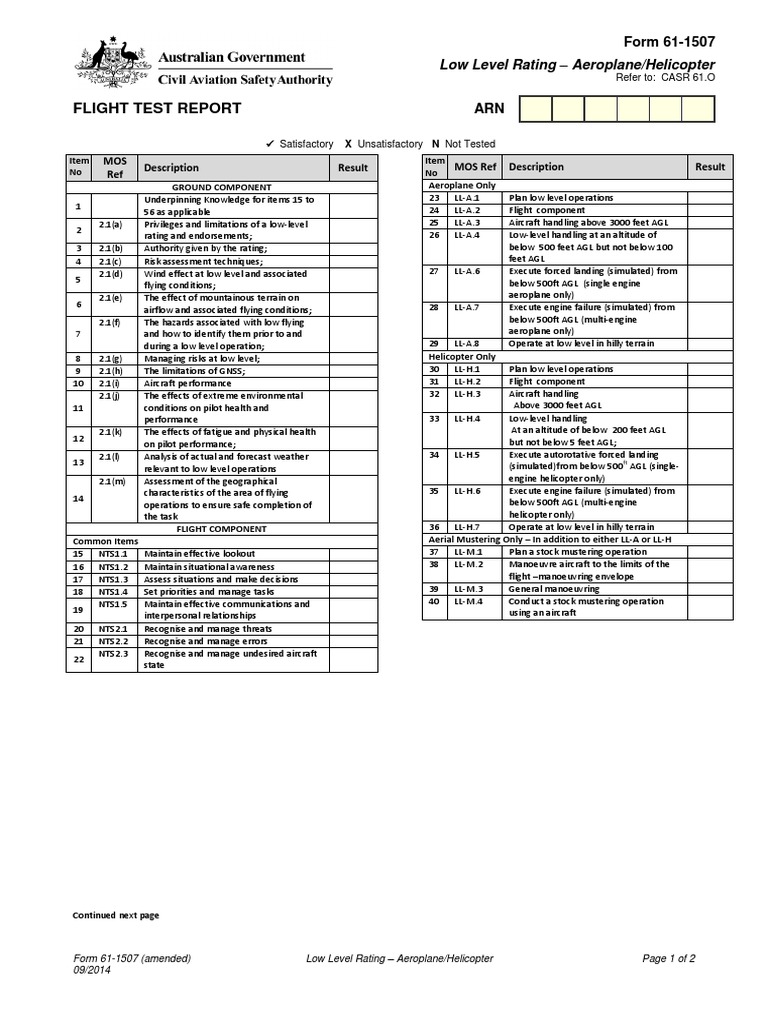 Flight Test Report: MOS Ref Description Result MOS Ref Description ...