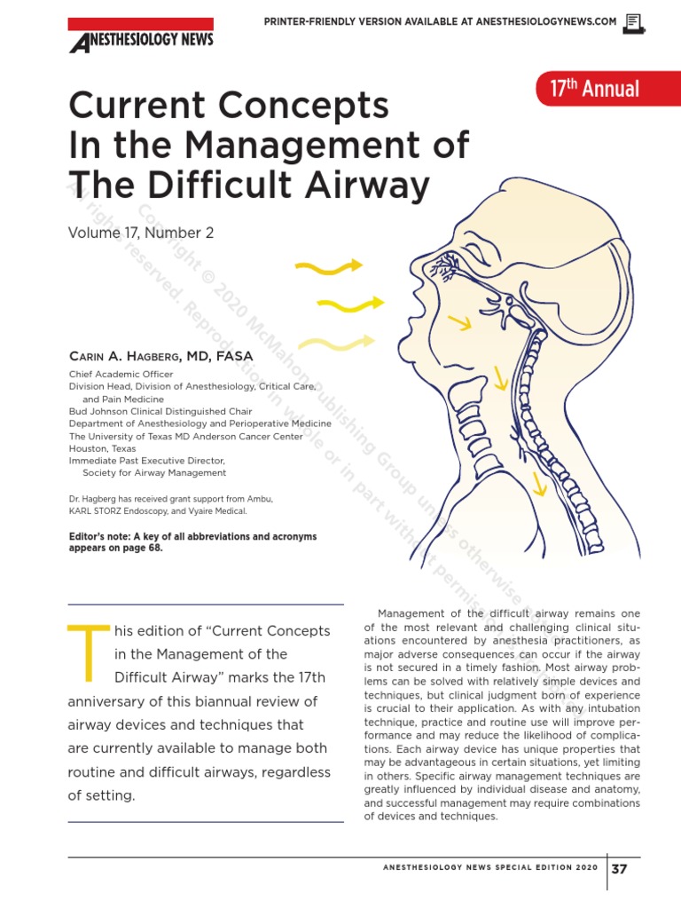 Journal - Current Concepts of Managing Difficult Airway PDF | PDF ...