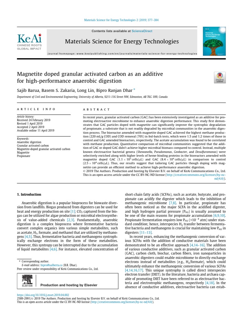 Magnetite Doped Granular Activated Carbon As An Additive For High ...