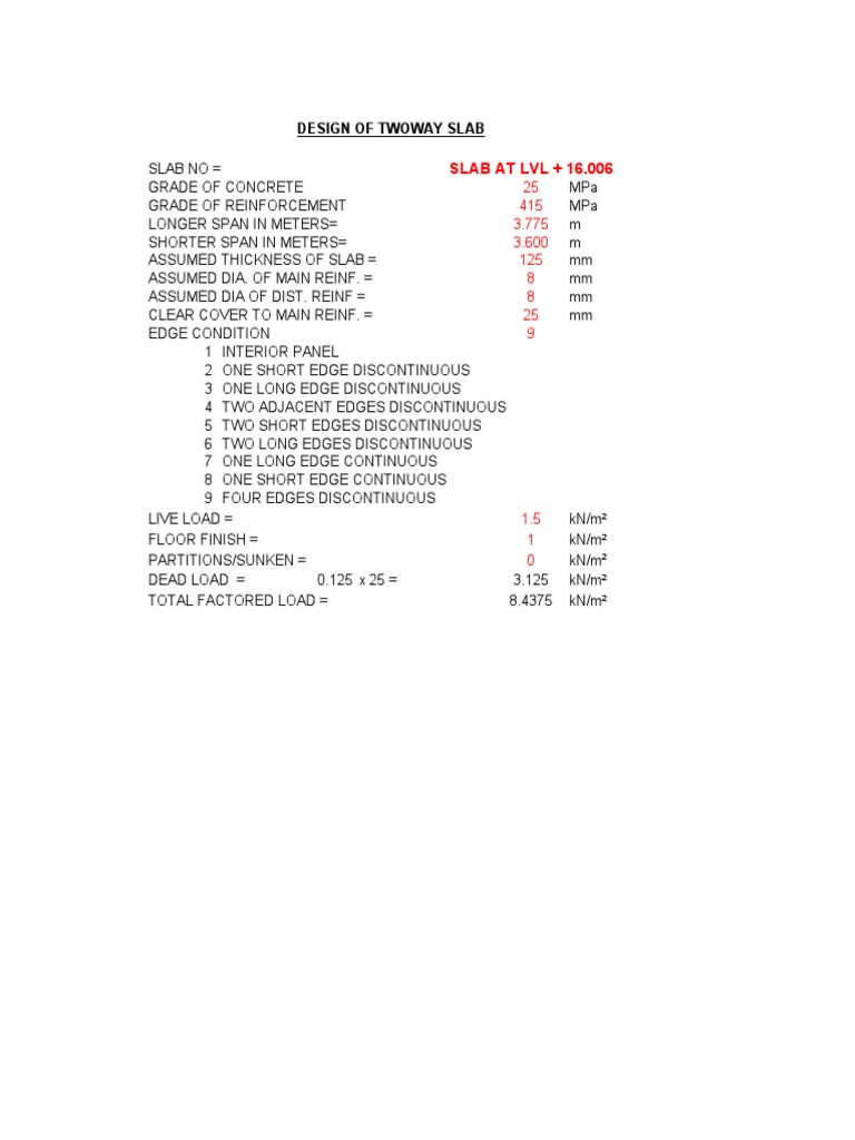 Two Way Slab at 16.006 - Floor Room | PDF | Architectural Elements ...