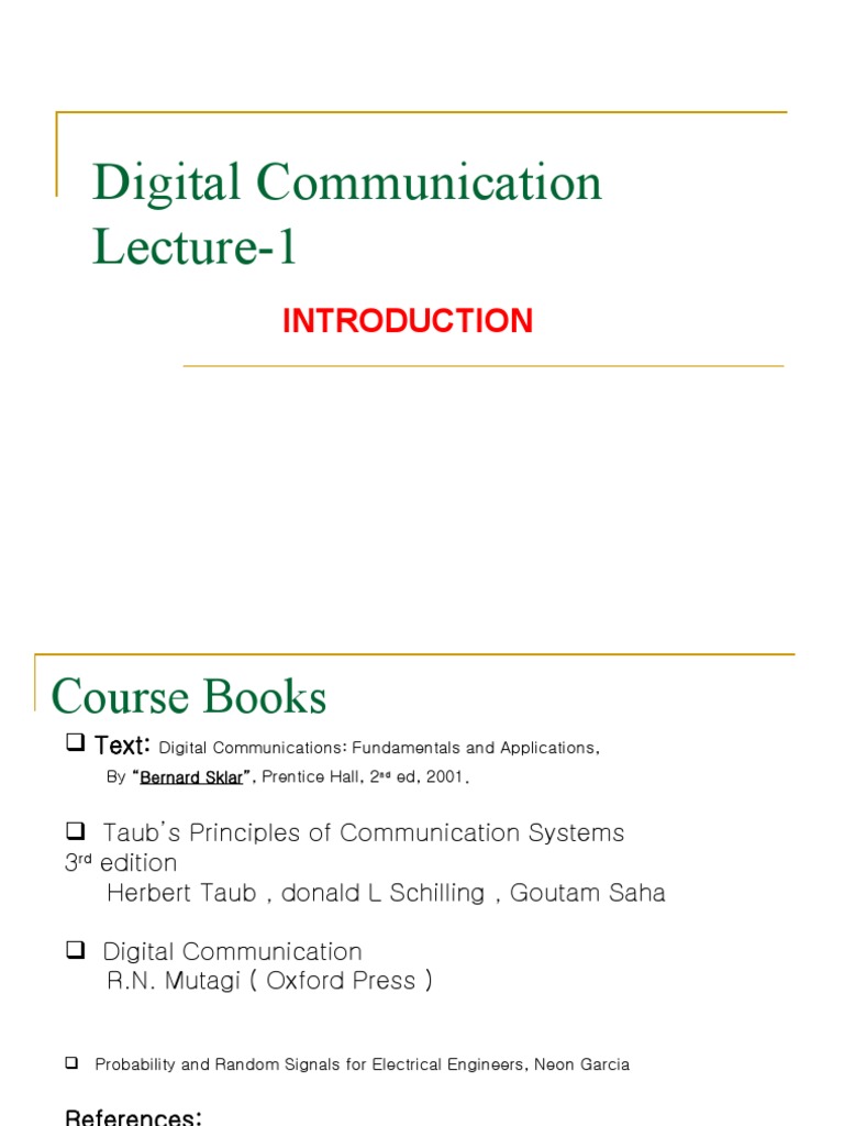 Digital Communication Lecture-1 | PDF | Sampling (Signal Processing) | Data Transmission
