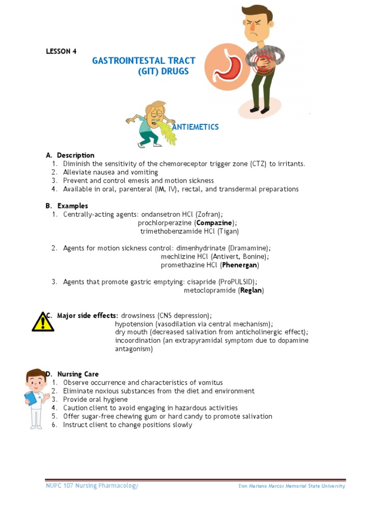 Module 3 Lesson 4 Gastrointestinal Drugs | PDF | Vomiting | Malaria