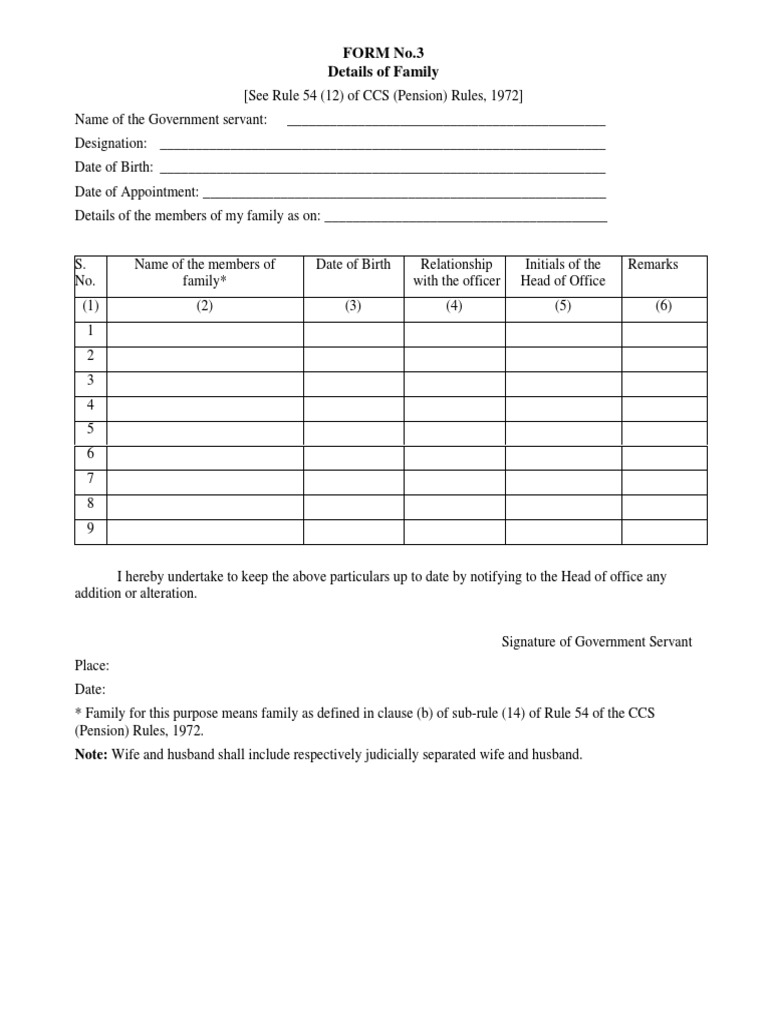 Family Details Form | PDF