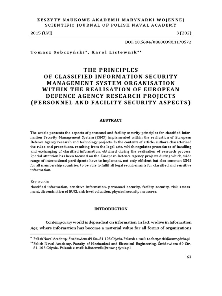 Classified Information Security Management | PDF | Classified ...
