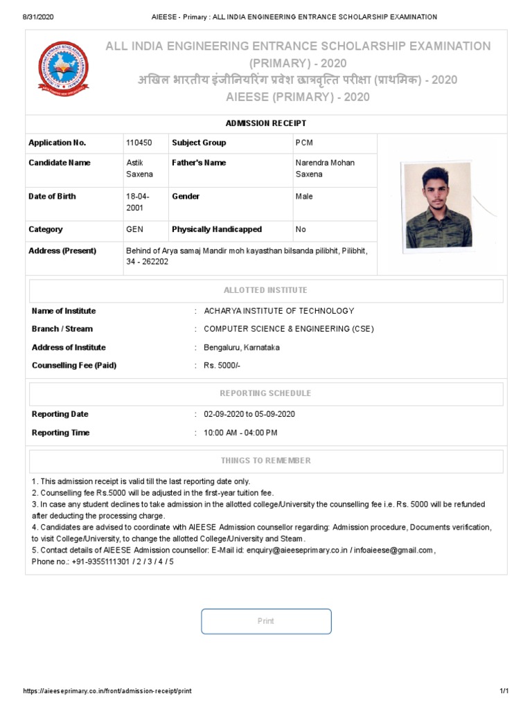 AIEESE - Primary - ALL INDIA ENGINEERING ENTRANCE SCHOLARSHIP ...